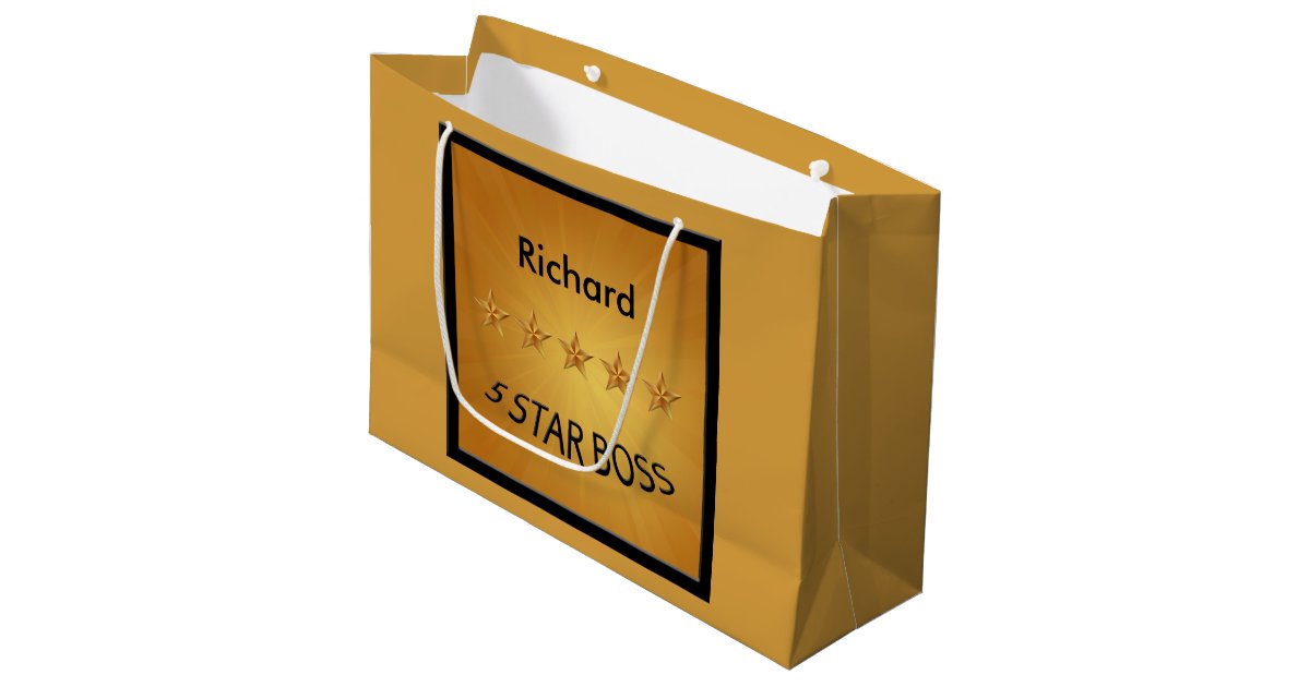 Boss Day Five Star Boss Custom LGB Large Gift Bag | Zazzle