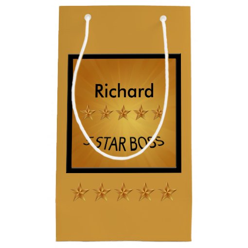 Boss Day Five Star Boss Custom SGB Small Gift Bag | Zazzle