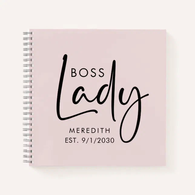 Boss Lady Logo Blush Pink Personalized Notebook | Zazzle