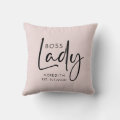 Boss Lady Logo Blush Pink Personalized Throw Pillow | Zazzle