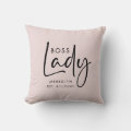 Boss Lady Logo Blush Pink Personalized Throw Pillow | Zazzle