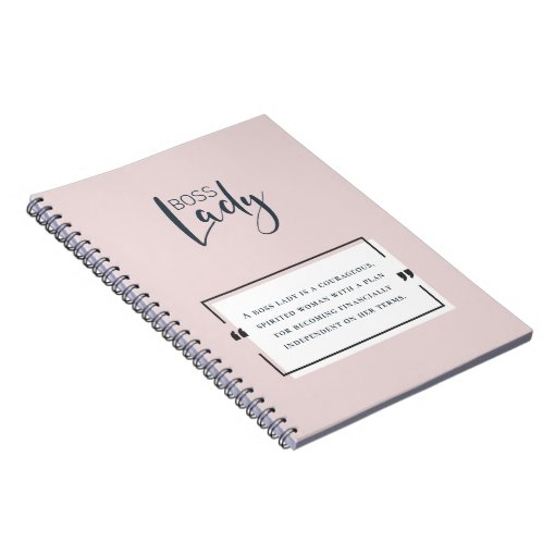 Boss Lady Logo Motivational Quote Blush Pink Notebook | Zazzle