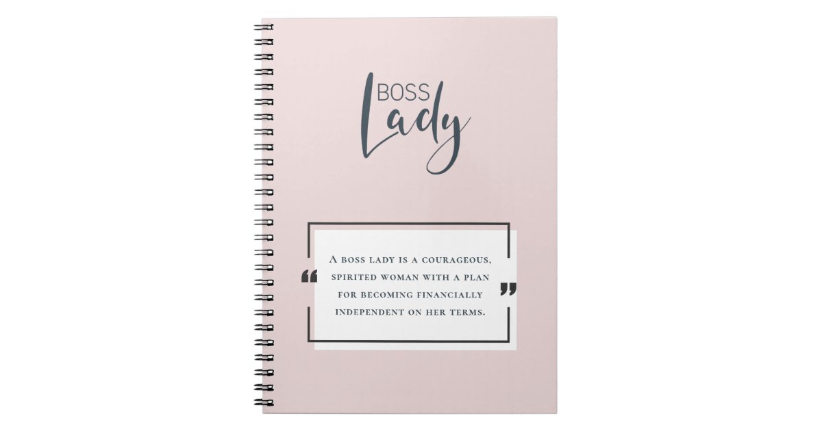Boss Lady Logo Motivational Quote Blush Pink Notebook | Zazzle
