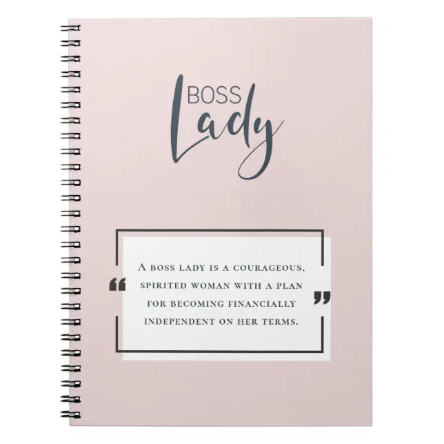 Boss Lady Logo Motivational Quote Blush Pink Notebook | Zazzle