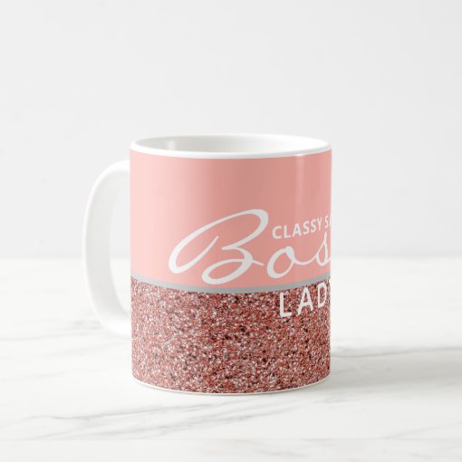 Boss Lady Pink Rose Gold Glitter Coffee Mug | Zazzle