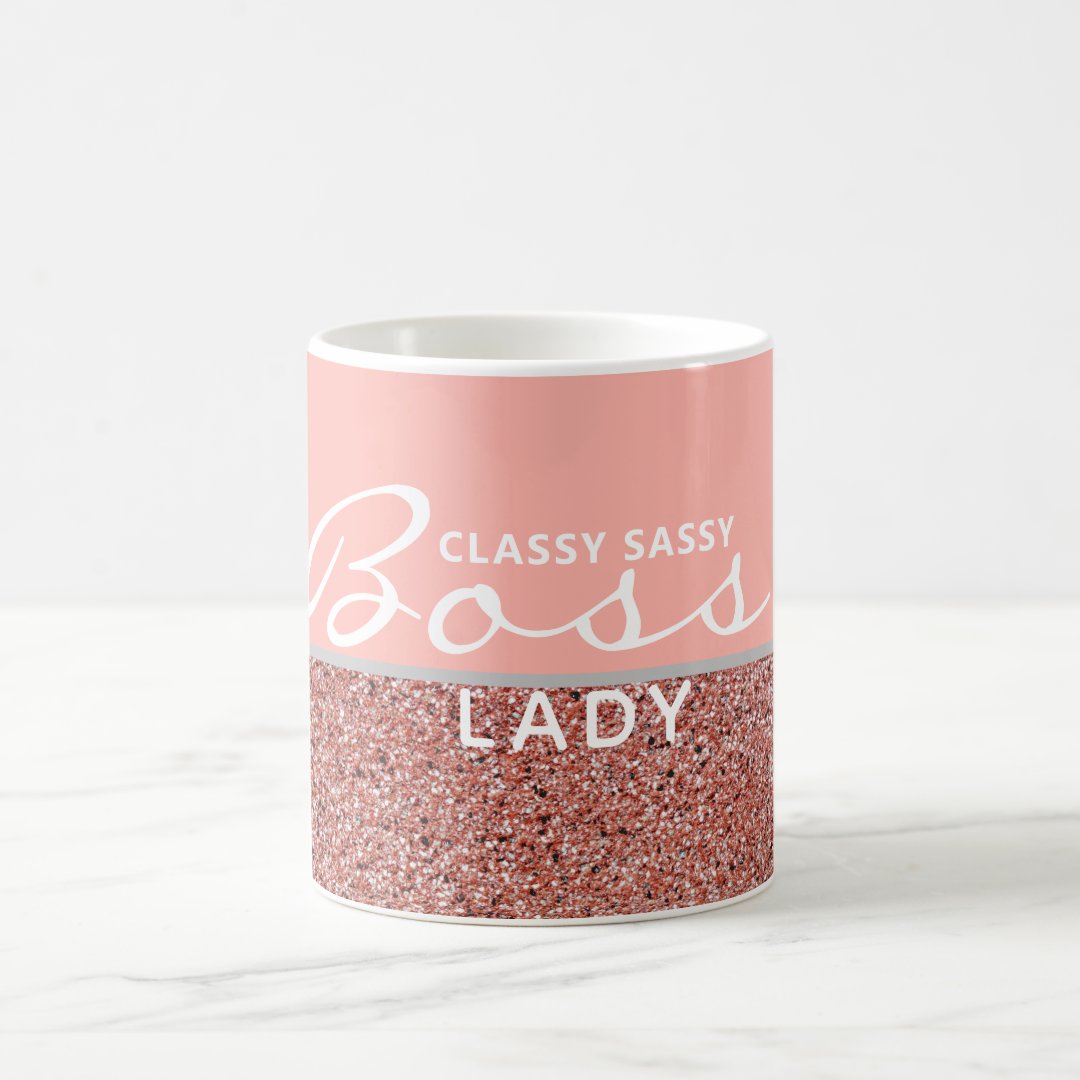 Boss Lady Pink Rose Gold Glitter Coffee Mug | Zazzle