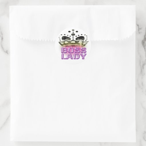 Boss Lady Queen - Large Crown Classic Round Sticker | Zazzle
