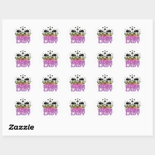 Boss Lady Queen - Large Crown Classic Round Sticker | Zazzle
