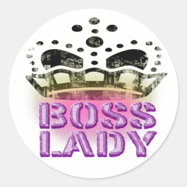 Boss Lady Queen - Large Crown Classic Round Sticker | Zazzle