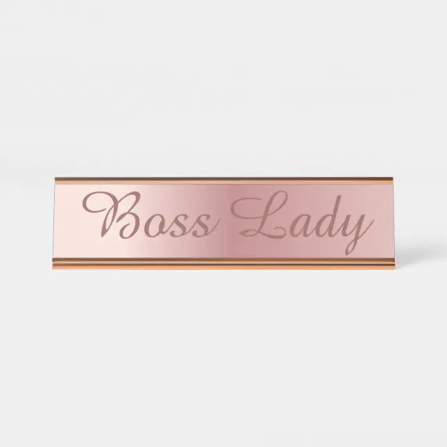Boss Lady Rose Gold Desk Sign Girl Boss Modern | Zazzle