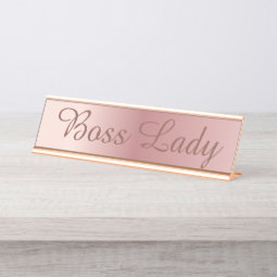 Boss Lady Rose Gold Desk Sign Girl Boss Modern | Zazzle