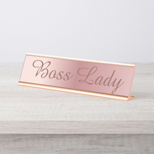 Boss Lady Rose Gold Desk Sign Girl Boss Modern | Zazzle