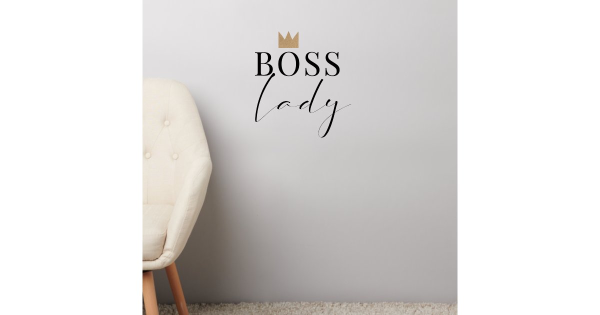 Boss Lady Rose Gold Glitter Crown Wall Decal | Zazzle