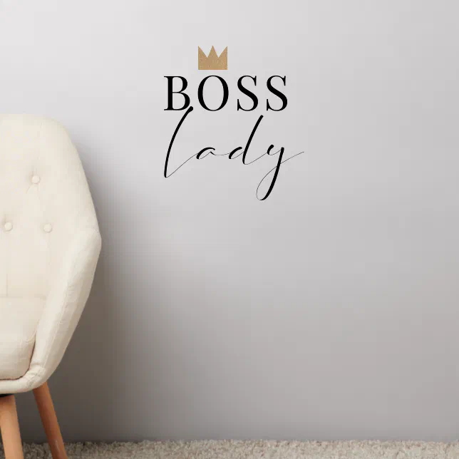 Boss Lady Rose Gold Glitter Crown Wall Decal | Zazzle