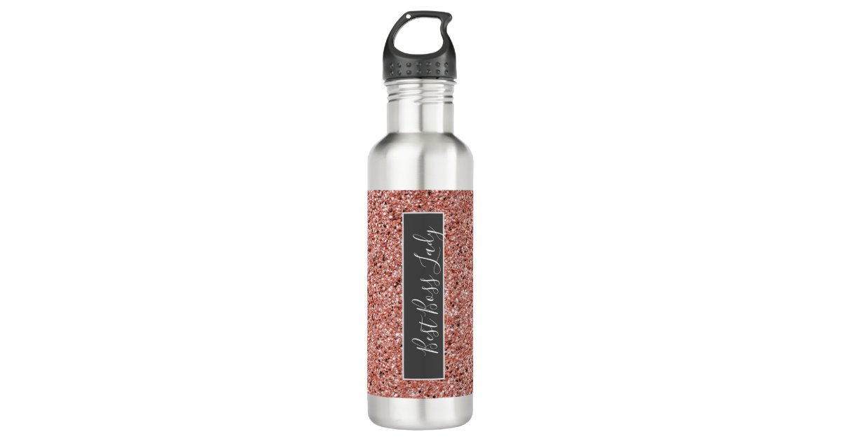 Boss Lady Rose Gold Glitter Sparkle Stainless Steel Water Bottle | Zazzle