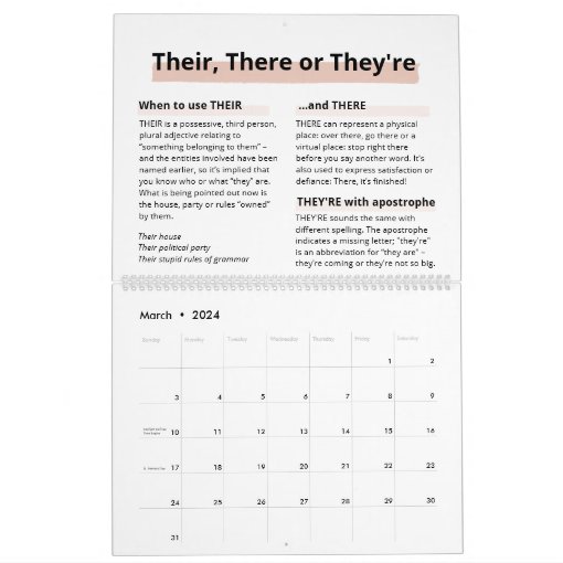 Boss Lady Rules Correct Spelling and Grammar Guide Calendar | Zazzle