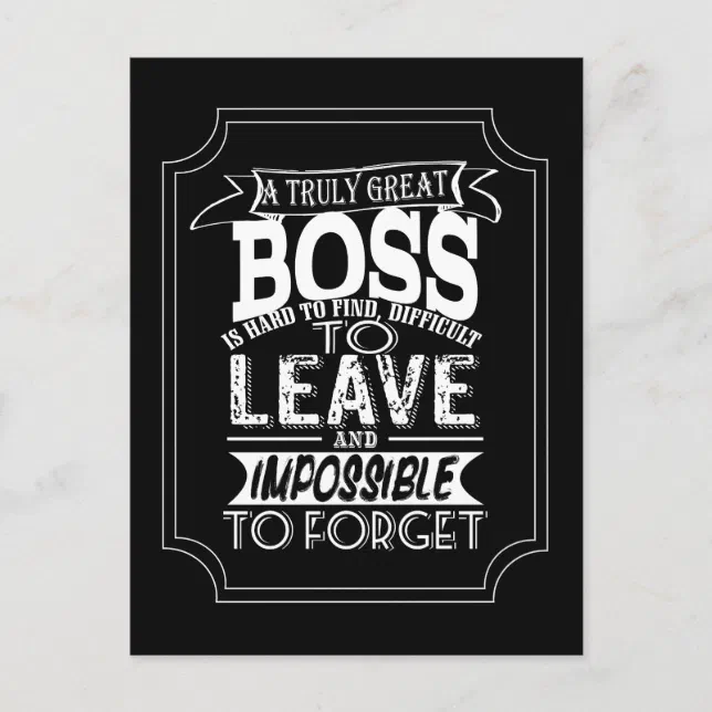 Boss Postcard A truly great boss quote | Zazzle