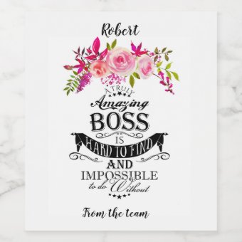 Boss Wine label Boss appreciation day or week. | Zazzle