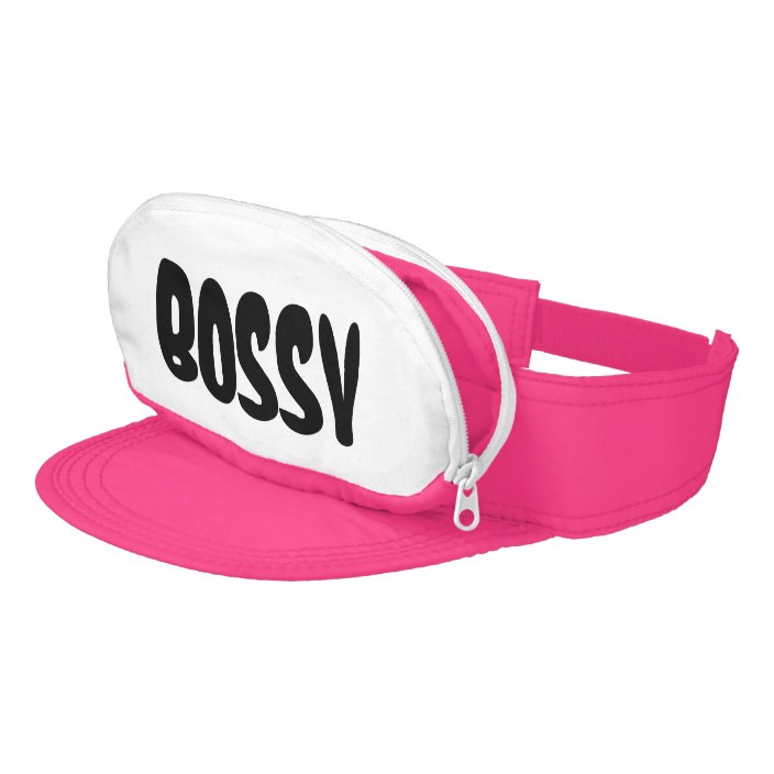 BOSSY neon pink sun visor cap with pouch | Zazzle.com