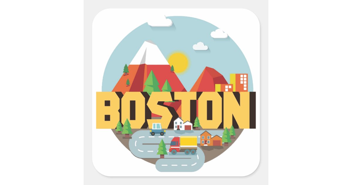 Boston As A Destination Square Sticker | Zazzle