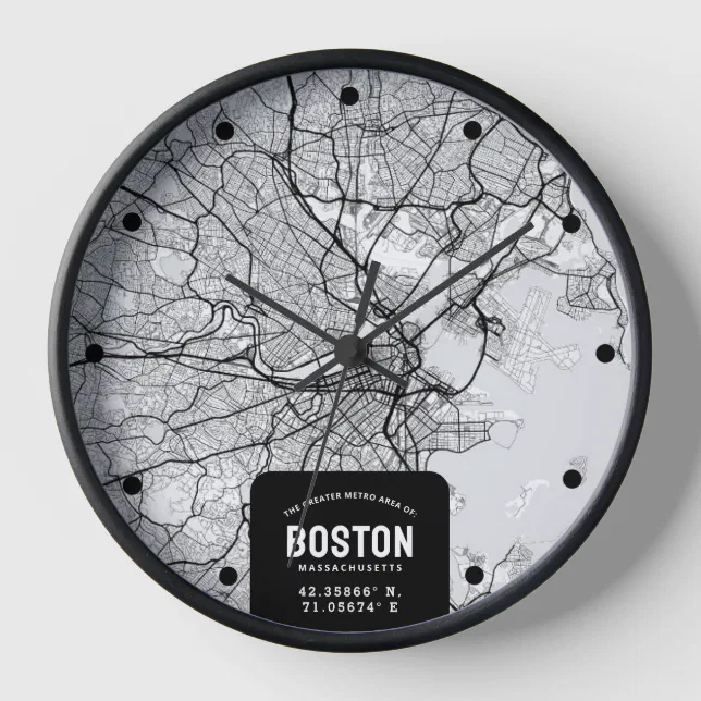Boston City Map Clock | Zazzle