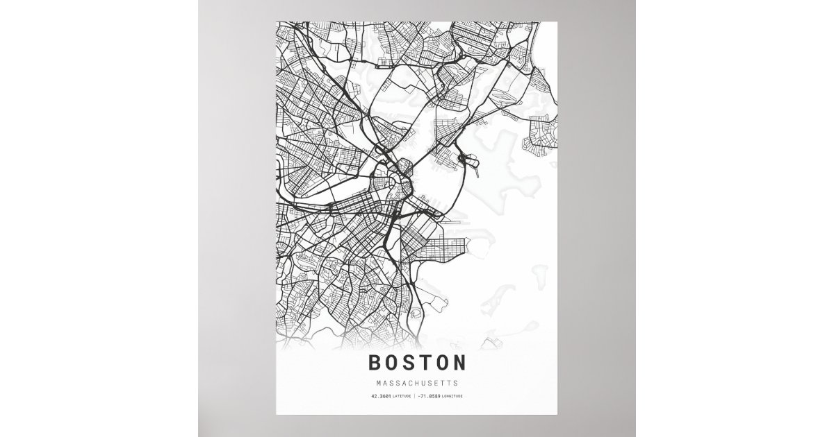 Boston City Map Poster | Zazzle