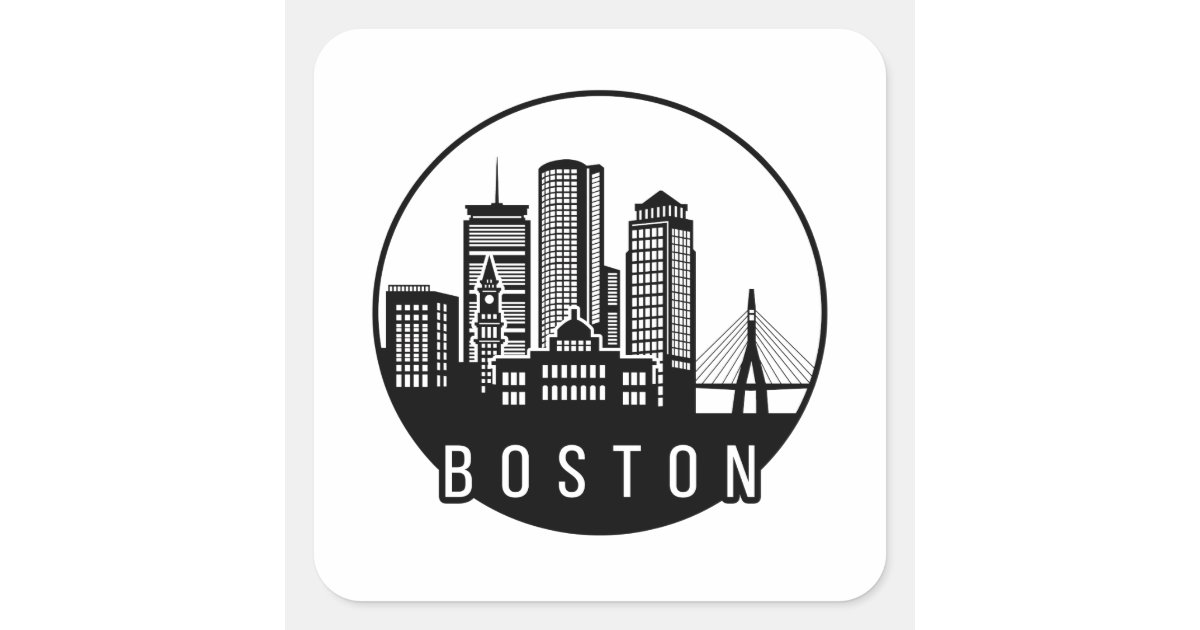Boston City Skyline Square Sticker | Zazzle
