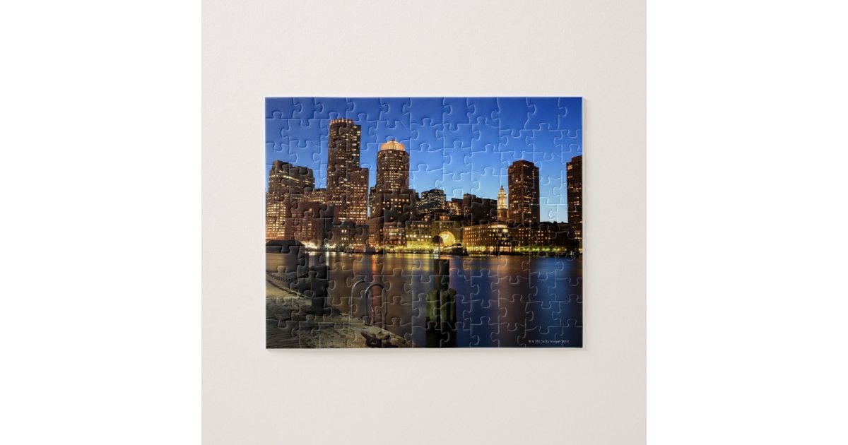 Boston Harbor and skyline. Boston is one of the 7 Jigsaw Puzzle | Zazzle