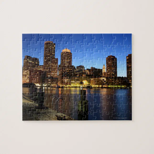 Boston Harbor and skyline. Boston is one of the 7 Jigsaw Puzzle | Zazzle