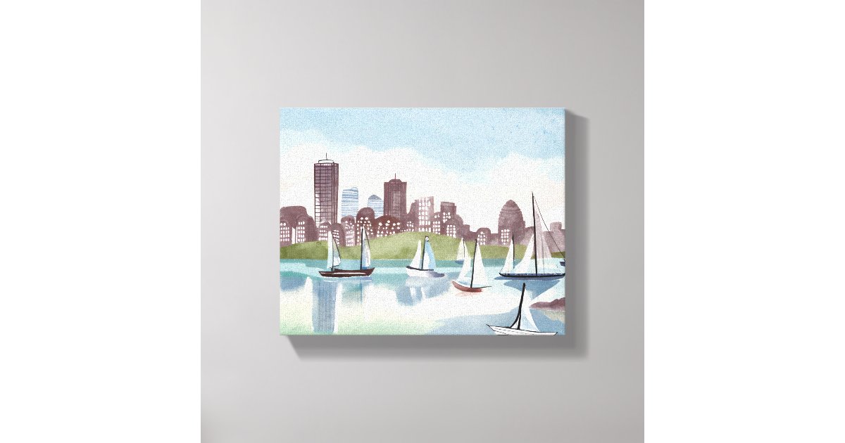 Boston Harbor | Boston Massachusetts Watercolor Canvas Print | Zazzle