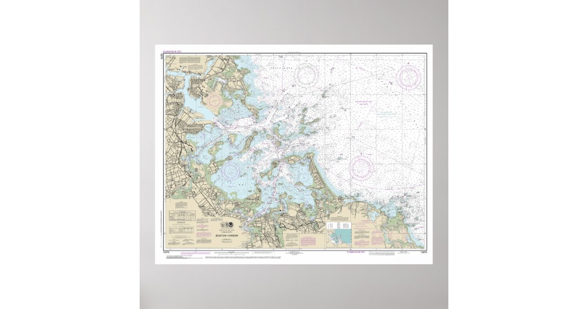Boston Harbor Nautical Chart 13270 | Zazzle