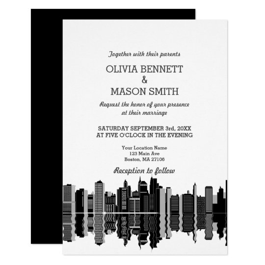 Boston Ma Skyline Cityscape Wedding Invitation | Zazzle.com