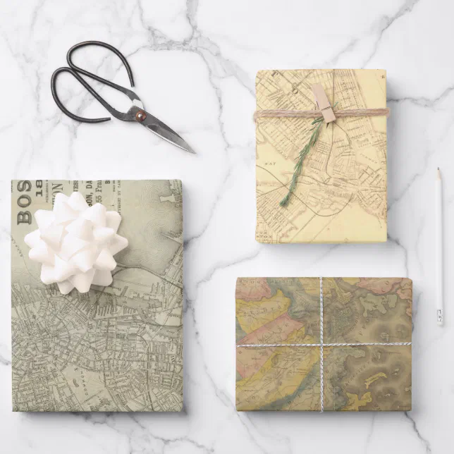 Boston Maps Gift Wrap | Zazzle