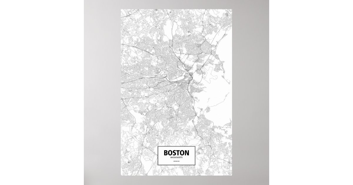 Boston, Massachusetts (black on white) Poster | Zazzle
