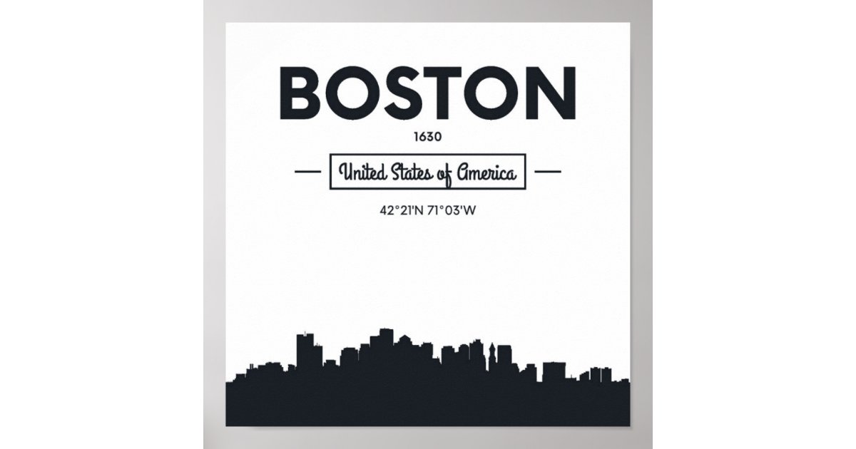 Boston, Massachusetts | City Coordinates Poster | Zazzle