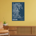 Boston Massachusetts City Map Line Art Blue Print | Zazzle