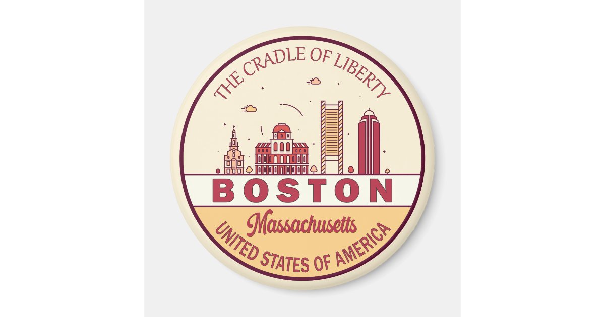 Boston Massachusetts City Skyline Emblem Magnet | Zazzle