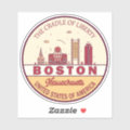 Boston Massachusetts City Skyline Emblem Sticker | Zazzle