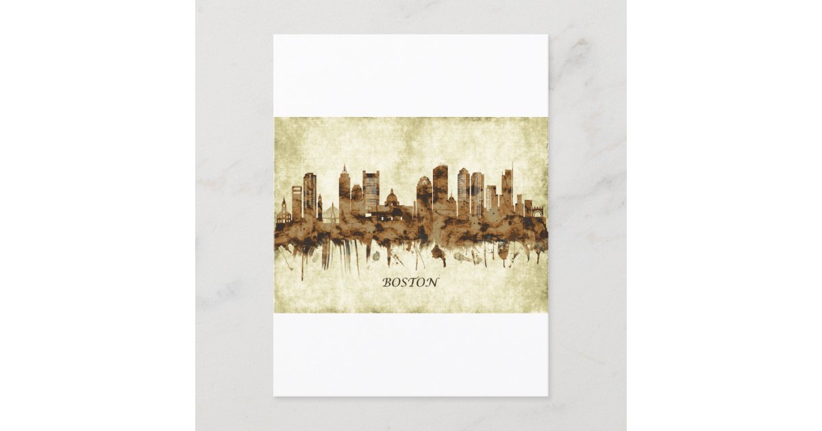 Boston Massachusetts Cityscape Invitation Postcard | Zazzle