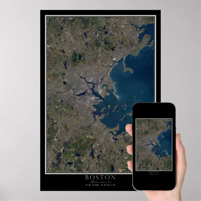 Boston Massachusetts From Space Satellite Map Poster | Zazzle