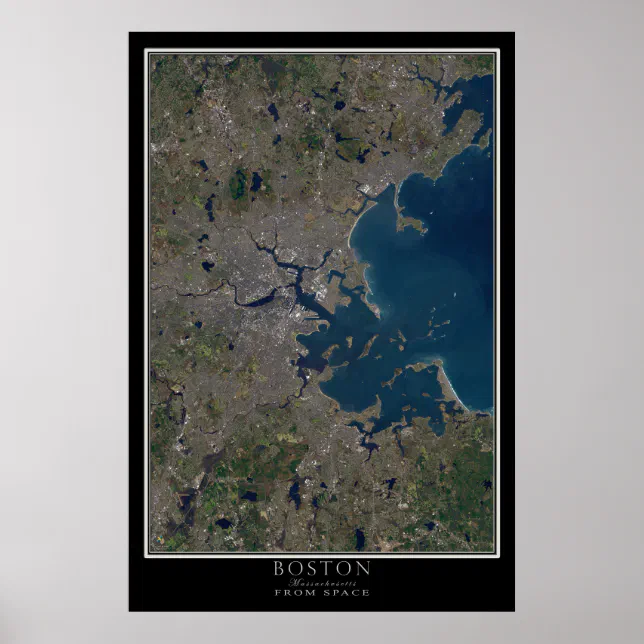 Boston Massachusetts From Space Satellite Map Poster | Zazzle