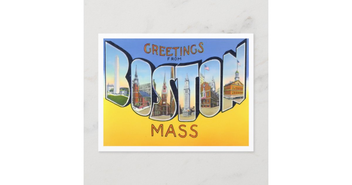 Boston, Massachusetts Vintage Big Letters Postcard | Zazzle