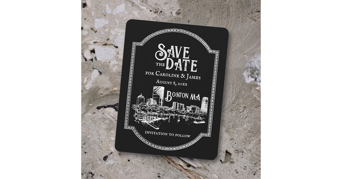 Boston Personalized Save the Date Note Card | Zazzle