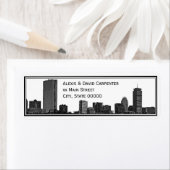 Boston Skyline Etched Framed H Return Address Label | Zazzle