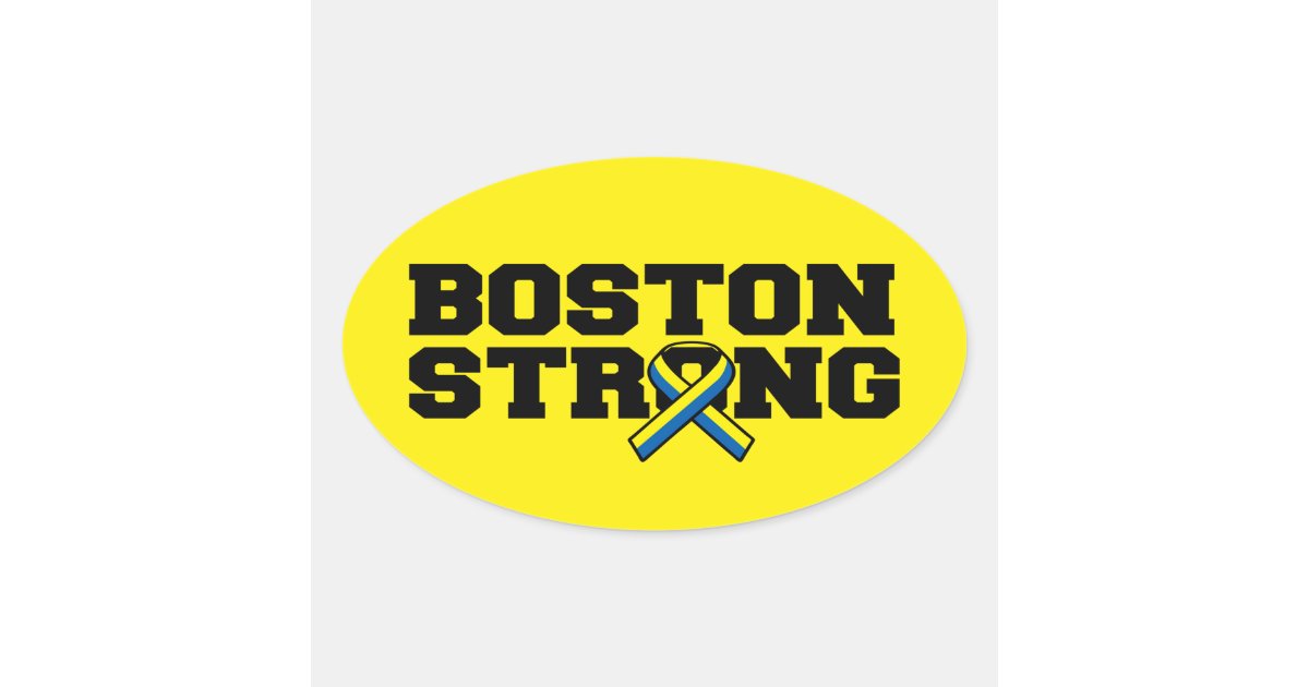 BOSTON STRONG Ribbon graphic Oval Sticker | Zazzle