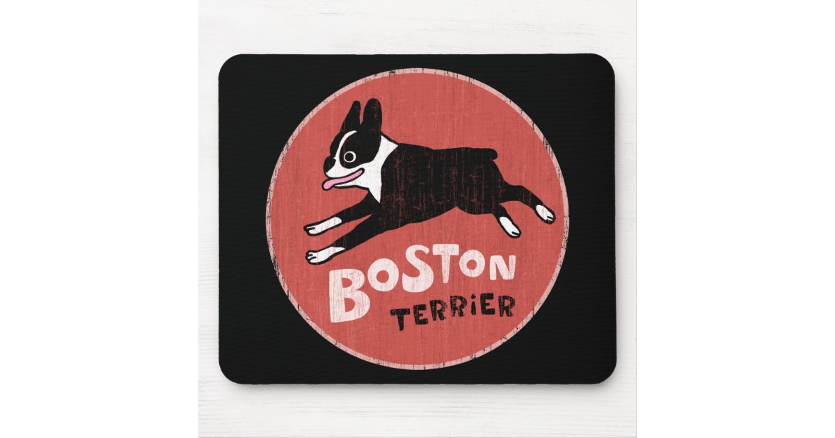Boston Terrier Cool Retro Style | Cute Cartoon Dog Mouse Pad | Zazzle