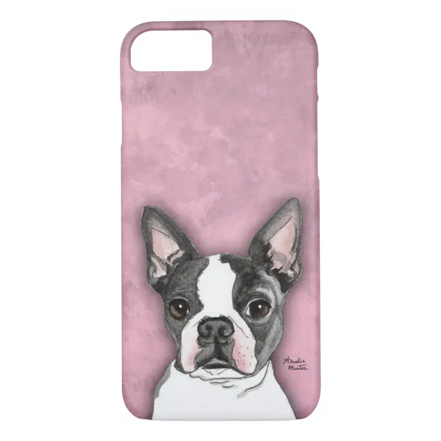 Boston Terrier cute dog cell phone case pink | Zazzle