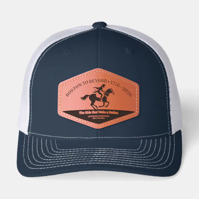 Boston to Beyond Patriotic Rider Tribute School Leather Patch Hat | Zazzle