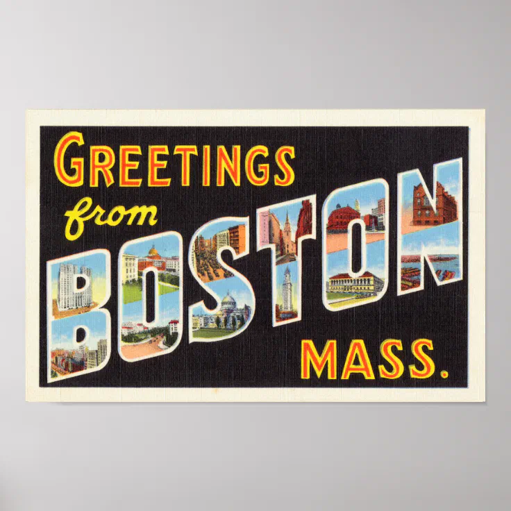 Boston Vintage Travel Postcard Restored Poster | Zazzle