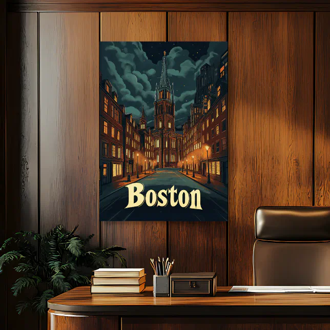 Boston Vintage Travel Poster | Zazzle